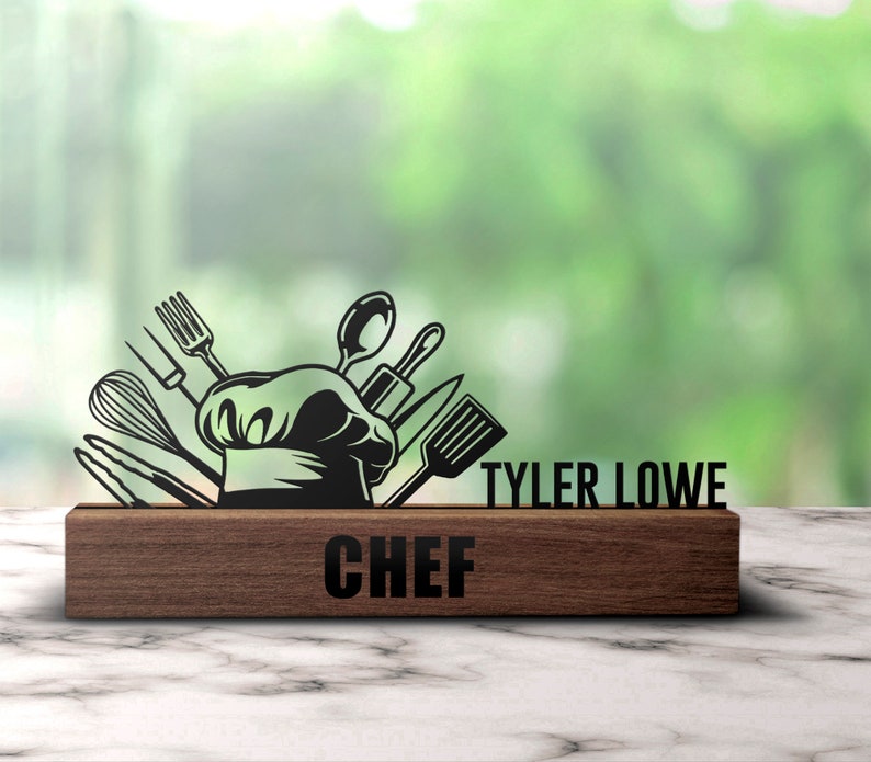 Custom Chef Desk Name Plate Wedge Personalized Chef Tools - Etsy