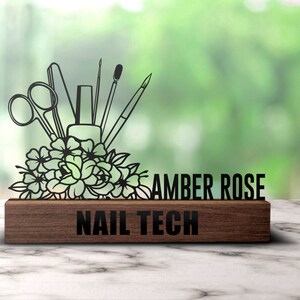 Custom Nail Tech Desk Name Plate Wedge Personalized Nail Technician ...