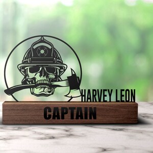 Custom Firefighter Desk Name Plate Wedge Personalized Fireman Nameplate ...