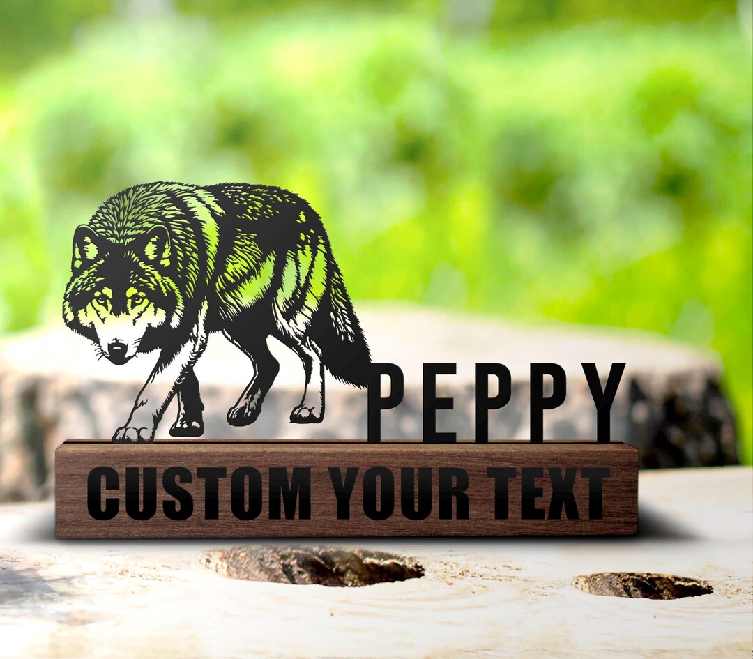 Custom Howling Wolf Desk Name Plate Wedge Personalized Howling Wolf ...