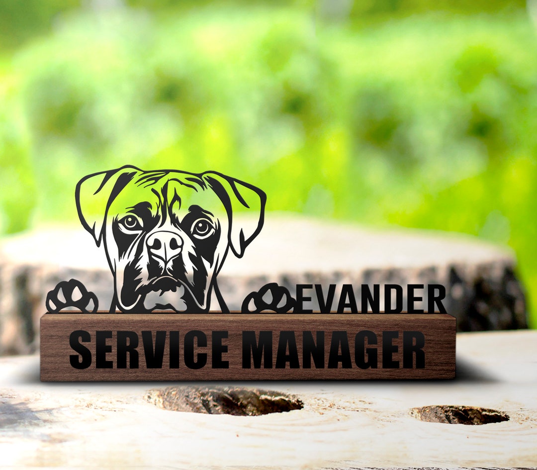 Custom Boxers Desk Name Plate Wedge, Personalized Boxers Dog Peeking ...