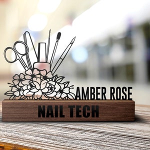 Custom Nail Tech Desk Name Plate Wedge Personalized Nail Technician ...
