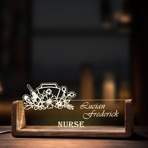 Custom Nurse Desk Name Plate Personalized Nurse Stethoscope LED Light ...