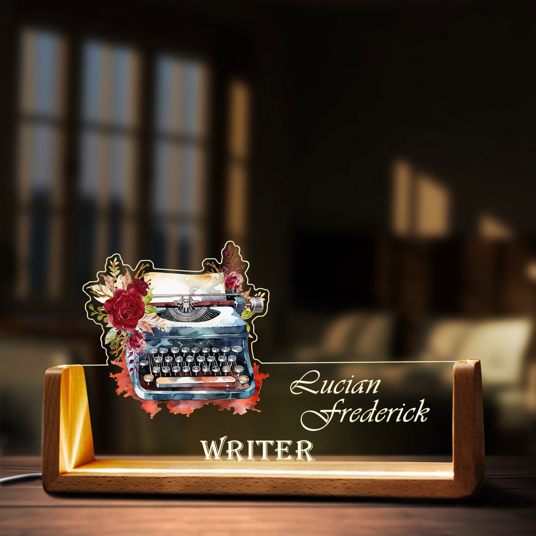 Custom Writer Desk Name Plate Personalized Writing Author LED Light ...