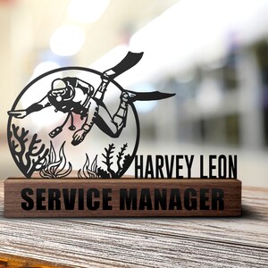 Custom Scuba Diving Desk Name Plate Wedge Personalized Scuba Diver ...