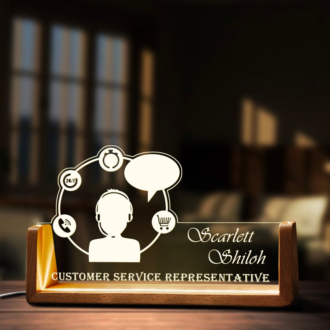 Custom Customer Service Representative Desk Name Plate Personalized LED ...
