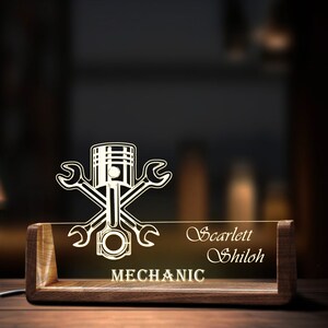 Custom Diesel Mechanic Desk Name Plate Personalized Mechanic Gift LED ...