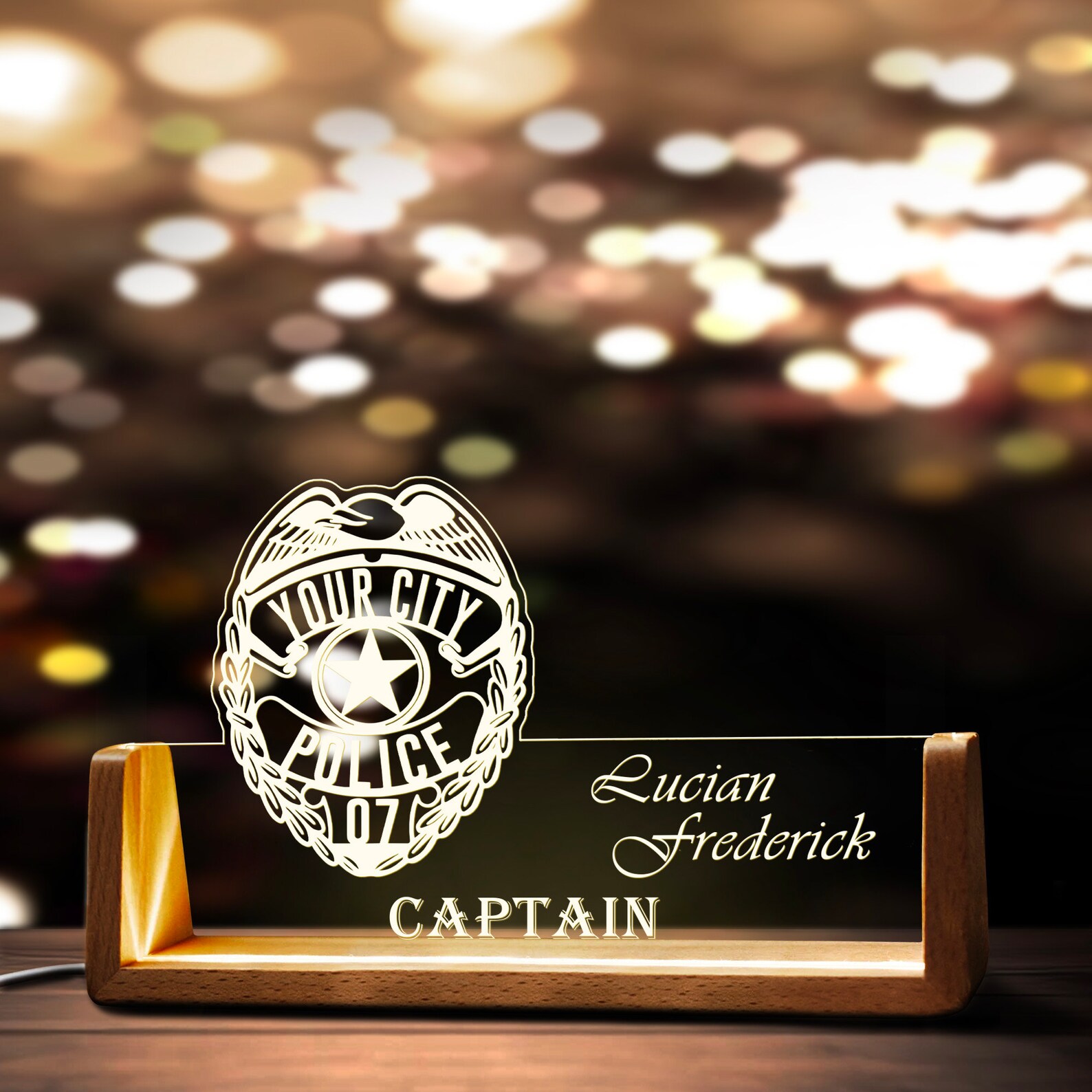 Custom Police Desk Name Plate Personalized Law Enforcementr LED Light ...
