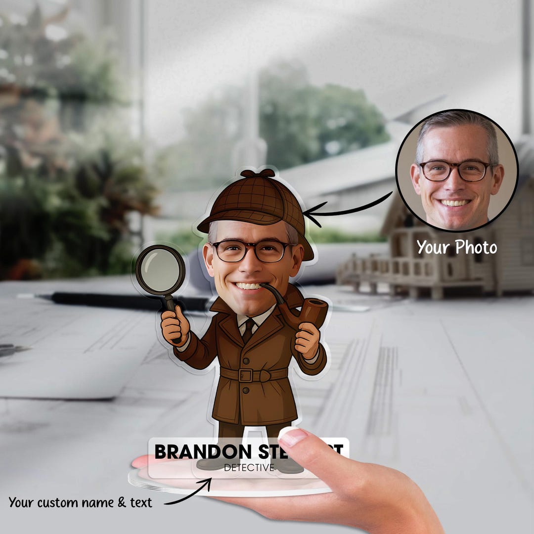 Custom Detective Coach Figurine Trinket Portrait Caricature Desk Name ...