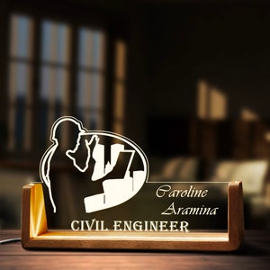 Custom Civil Engineer Desk Name Plate Personalized Engineering LED ...