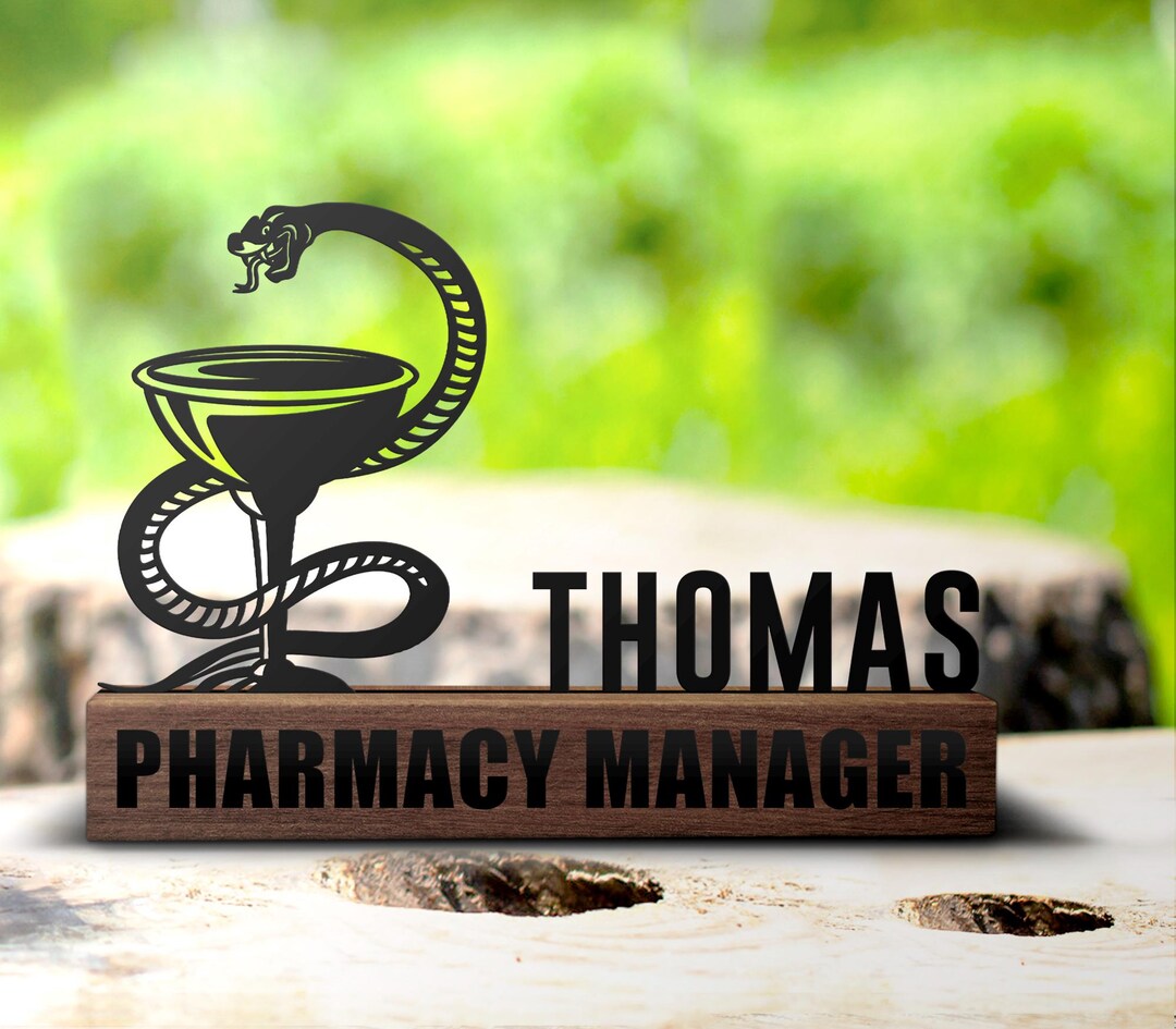 Custom RX Pharmacy Manager Desk Name Plate Wedge Personalized ...