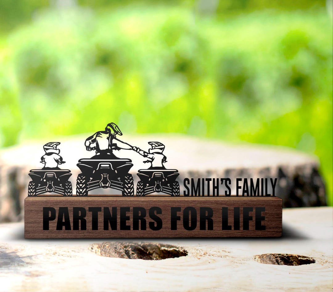 Custom Father and Son ATV Biker Desk Name Plate Wedge Personalized Quad ...