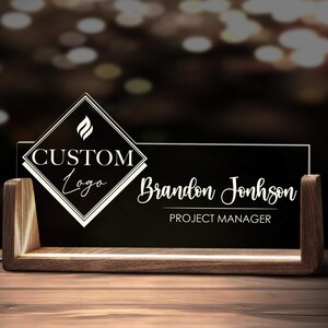 Custom Business Logo Desk Name Plate Personalized Company Brand LED ...