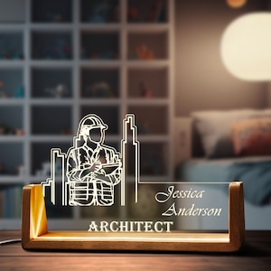 Custom Architect Desk Name Plate Personalized Architecture LED Light ...