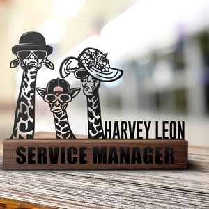 Custom Giraffe Desk Name Plate Wedge, Personalized Nameplate Wildlife ...