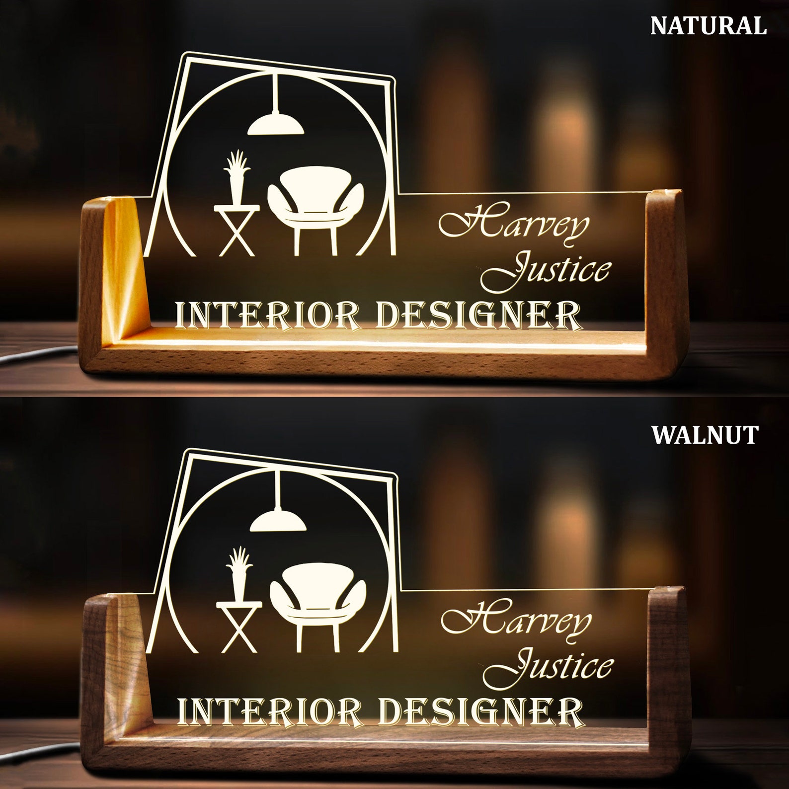 Custom Interior Designer Desk Name Plate Personalized Designer LED ...