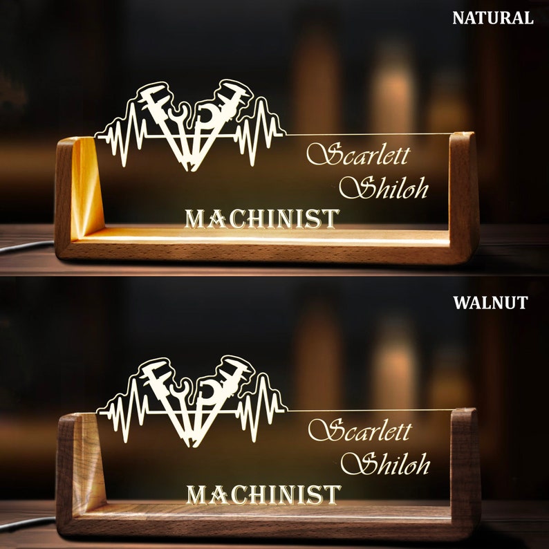 Custom Machinist Desk Name Plate Personalized Machine Repairman LED ...