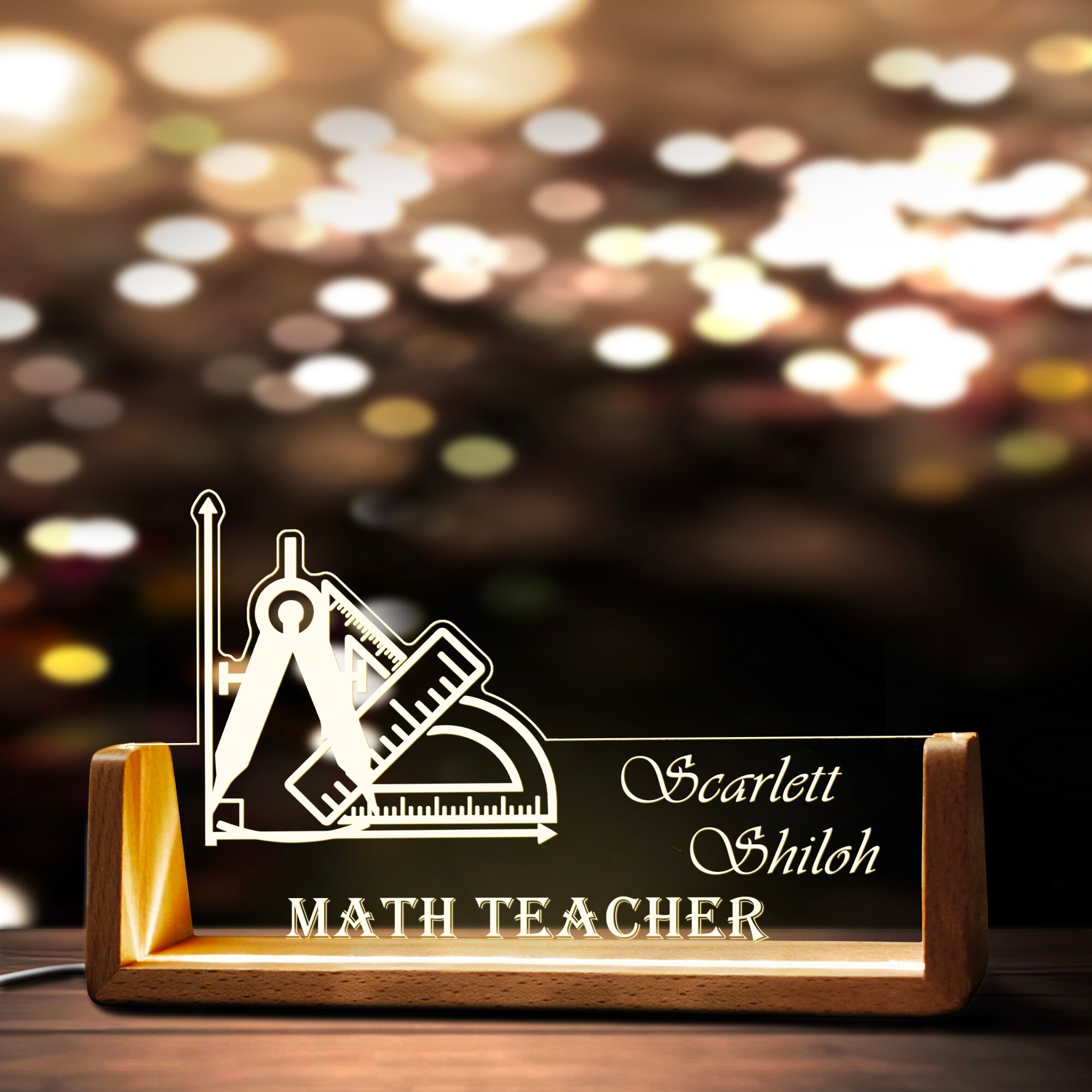 Custom Math Teacher Desk Name Plate Personalized Gifts for Teachers LED ...