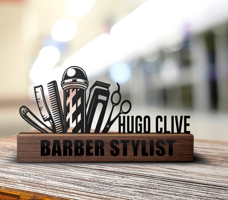 Custom Barber Desk Name Plate Wedge Personalized Hair Stylist Hair ...
