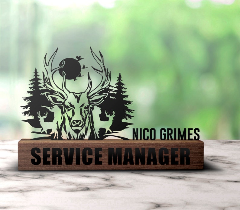 Custom Deer Hunting Desk Name Plate Wedge Personalized Hunter Nameplate ...