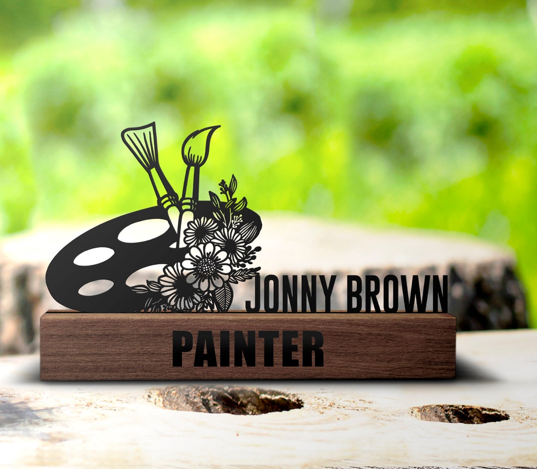 Custom Painting Artist Desk Name Plate Wedge Personalized Painter ...