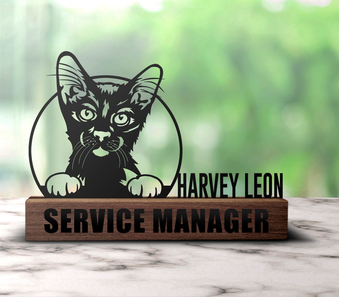 Custom Cute Cat Desk Name Plate Wedge Personalized Funny Kitten ...