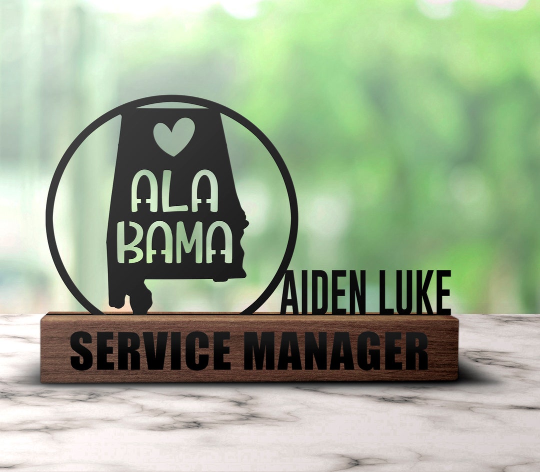 Custom Alabama Map Desk Name Plate Wedge, Personalized Born in Alabama ...