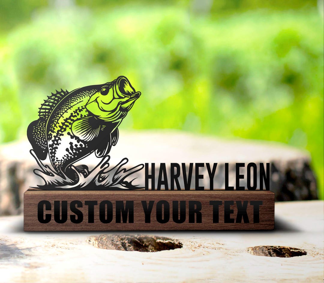 Custom Crappie Fish Desk Name Plate Wedge Personalized Fisher Nameplate ...