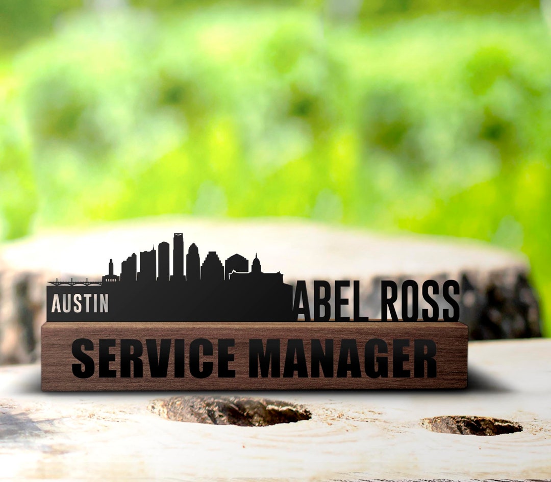 Custom Austin Skyline Desk Name Plate Wedge Personalized US City ...