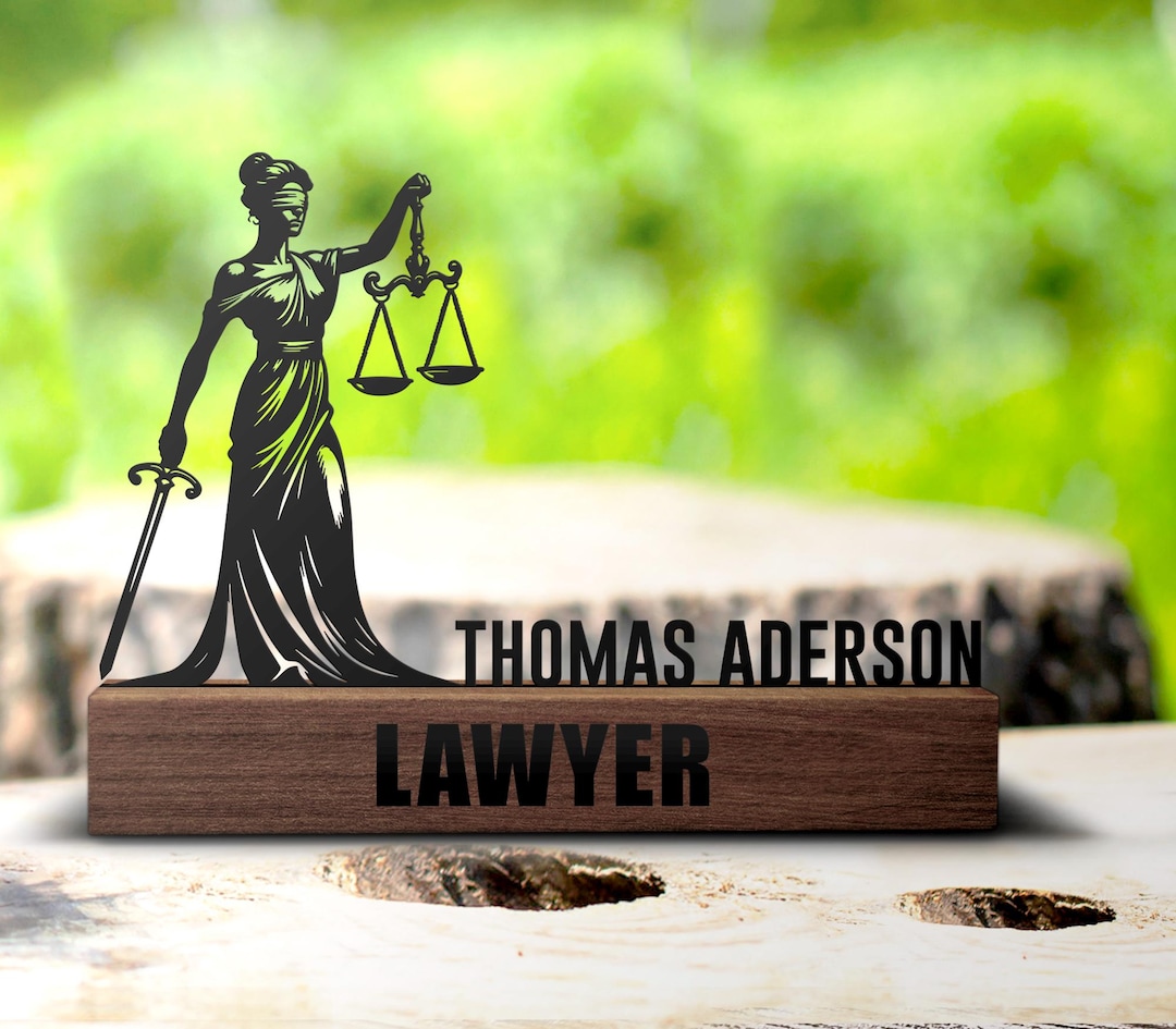 Custom Justice Scales Lawyer Desk Name Plate Wedge Personalized ...