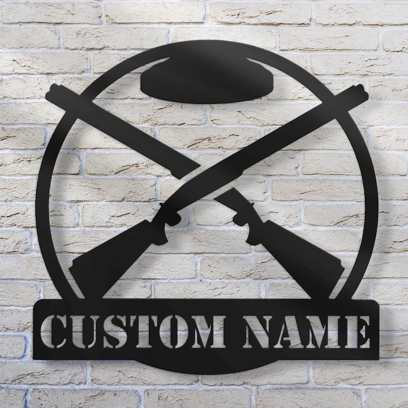 Custom Trap Shooting Metal Wall Art LED Light Personalized Shotgun Name ...