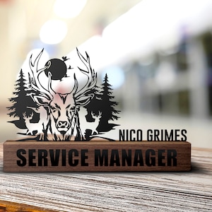 Custom Deer Hunting Desk Name Plate Wedge Personalized Hunter Nameplate ...