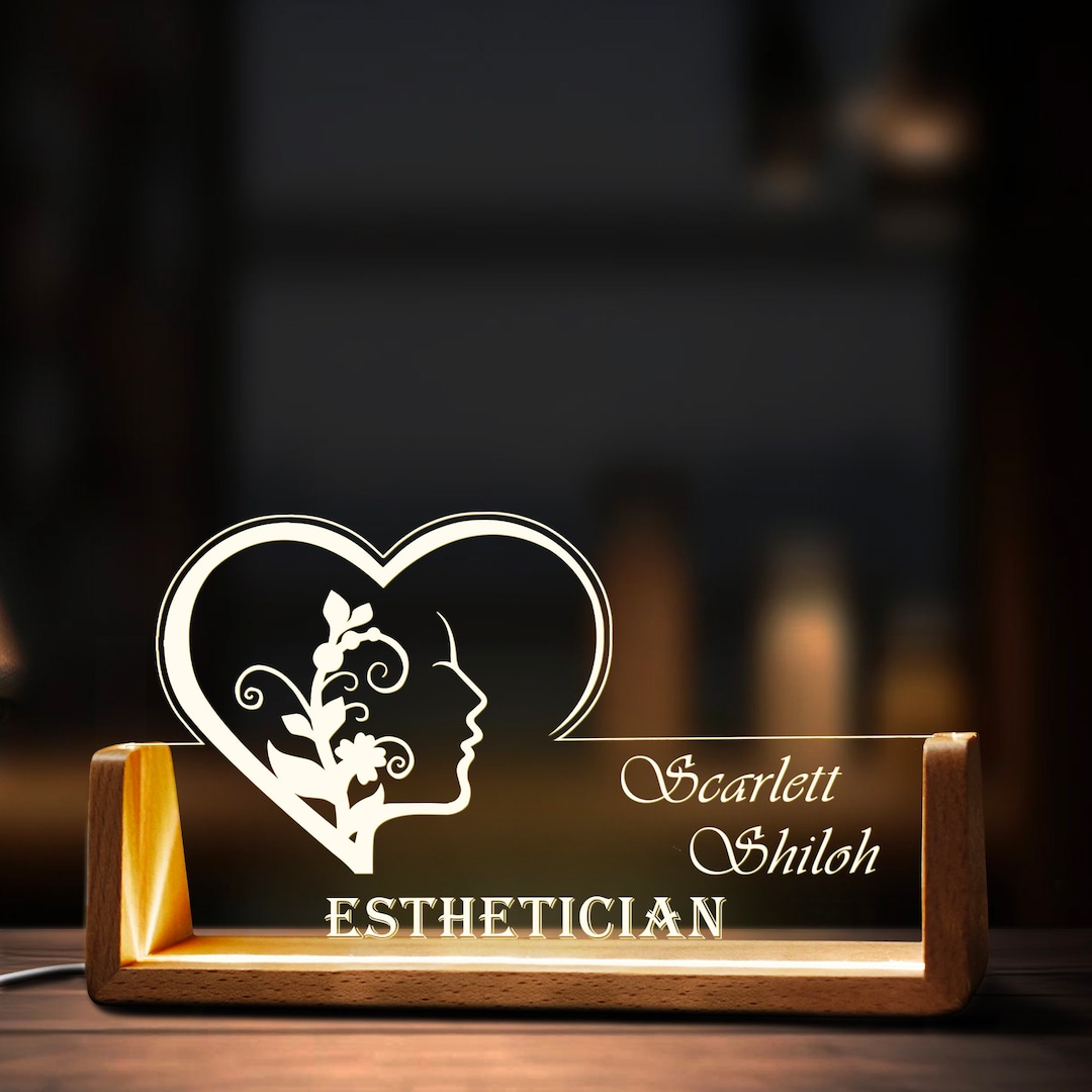Custom Esthetician Name Plate Personalized Skin Therapist LED Light ...