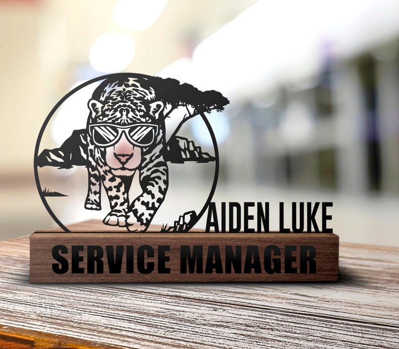 Custom Cheetah Desk Name Plate Wedge Personalized Nameplate - Etsy