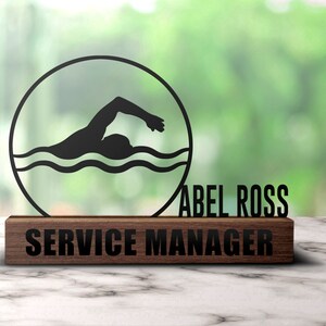 Custom Swimming Desk Name Plate Wedge, Personalized Swim Nameplate ...