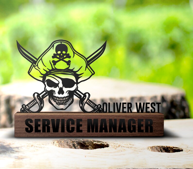 Custom Pirate Skull Desk Name Plate Wedge Personalized Pirate - Etsy