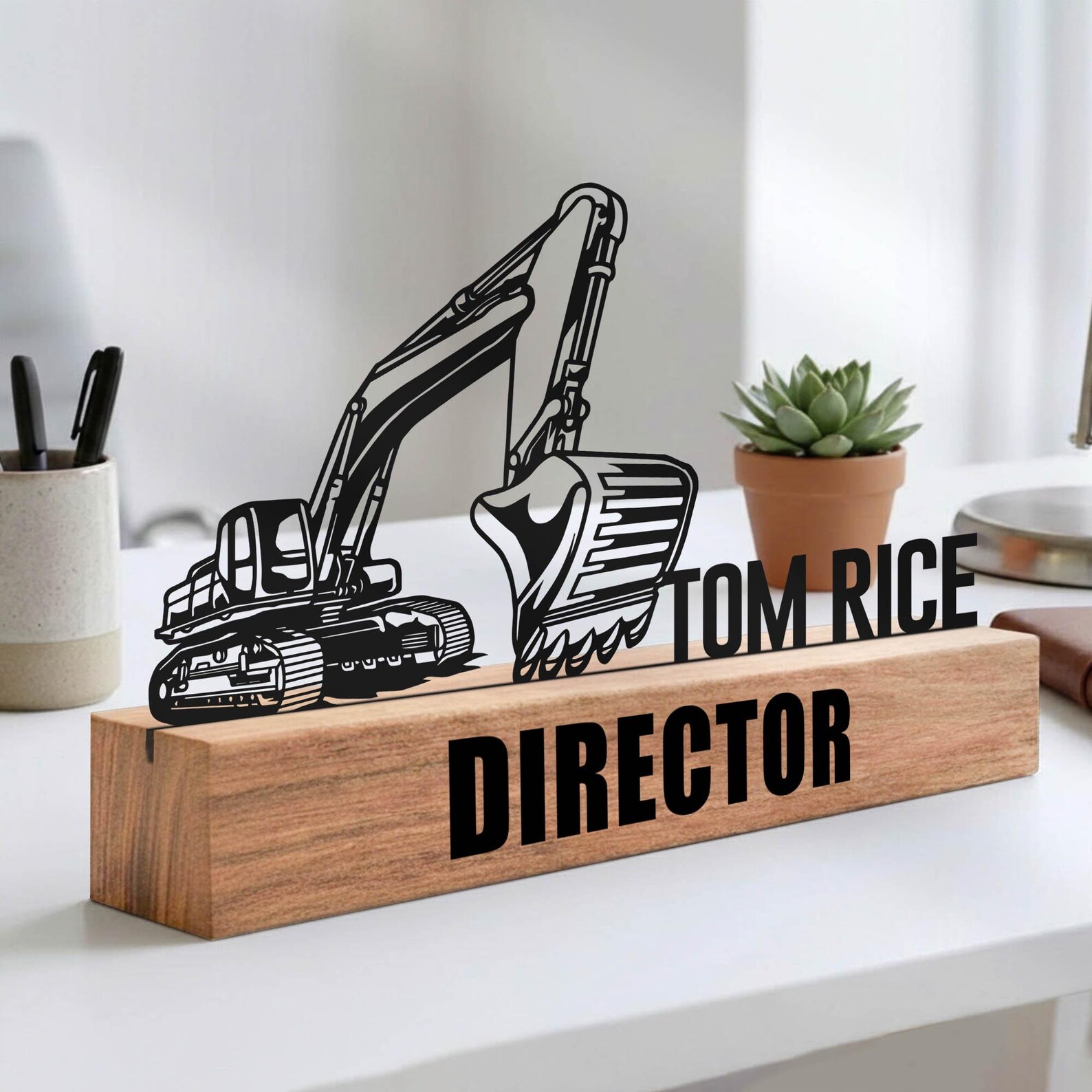 Custom Excavator Desk Name Plate Wedge, Personalized Nameplate Office ...