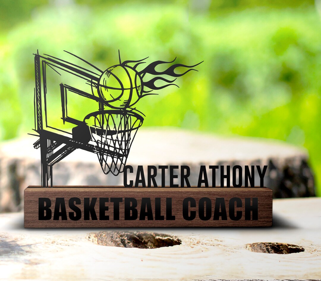 Custom Basketball Coach Desk Name Plate Wedge Personalized Coach Gift ...