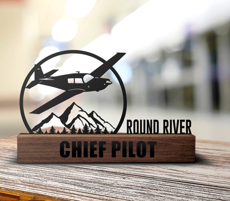 Custom Airplane Desk Name Plate Wedge Personalized Pilot Nameplate ...