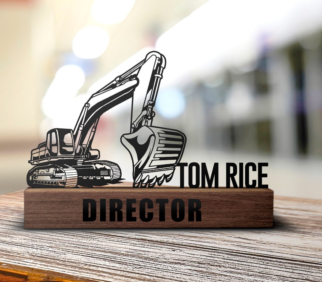 Custom Excavator Desk Name Plate Wedge, Personalized Nameplate Office ...