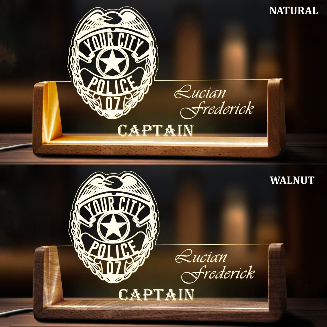 Custom Police Desk Name Plate Personalized Law Enforcementr LED Light ...