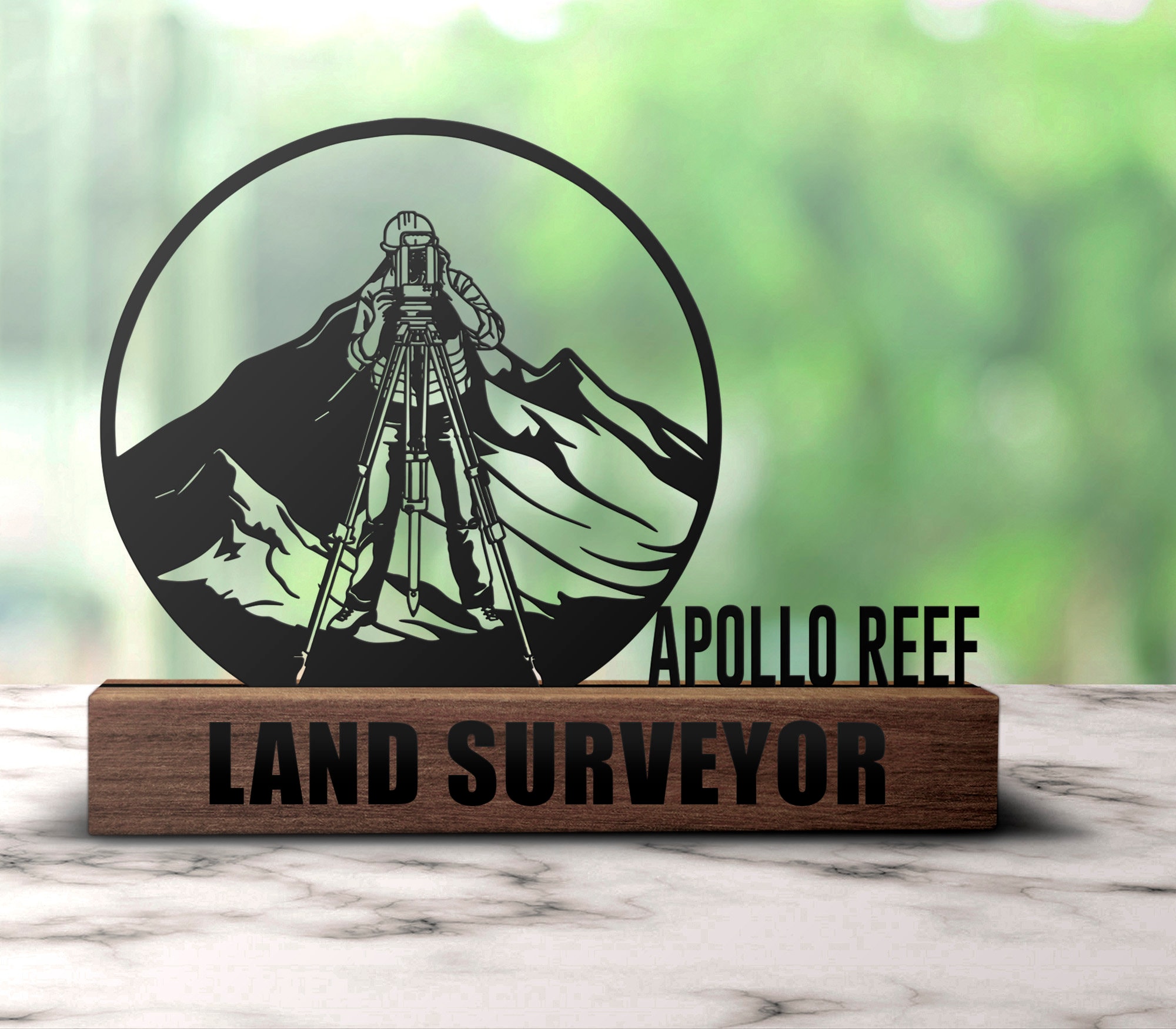 Custom Land Surveyor Desk Name Plate Wedge Personalized Construction ...
