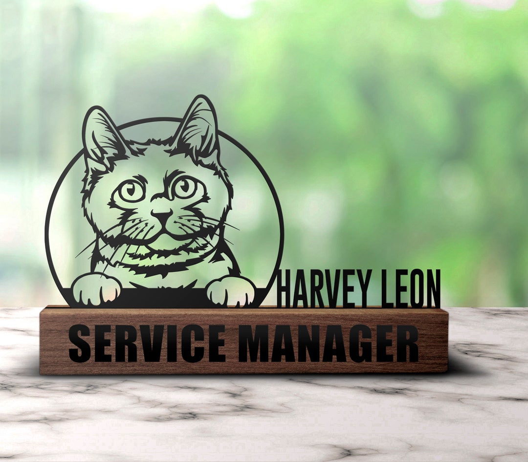 Custom Cute Cat Desk Name Plate Wedge Personalized Funny Kitten ...