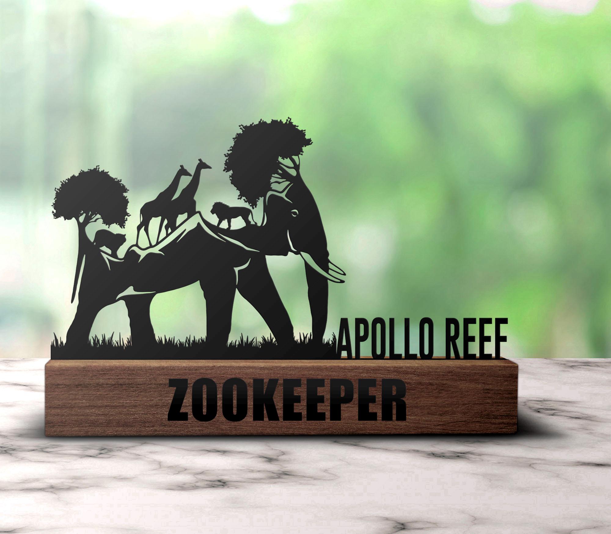 Custom Zoo Keeper Desk Name Plate Wedge Personalized Zoo Supervisor ...