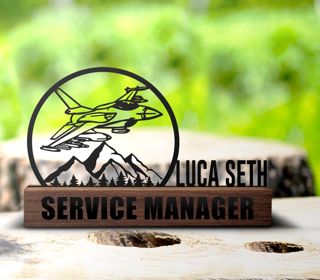 Custom Airplane Desk Name Plate Wedge Personalized Pilot Nameplate ...