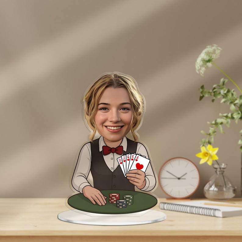 Custom Poker Player Figurine Trinket Caricature Photo Portrait Desk ...