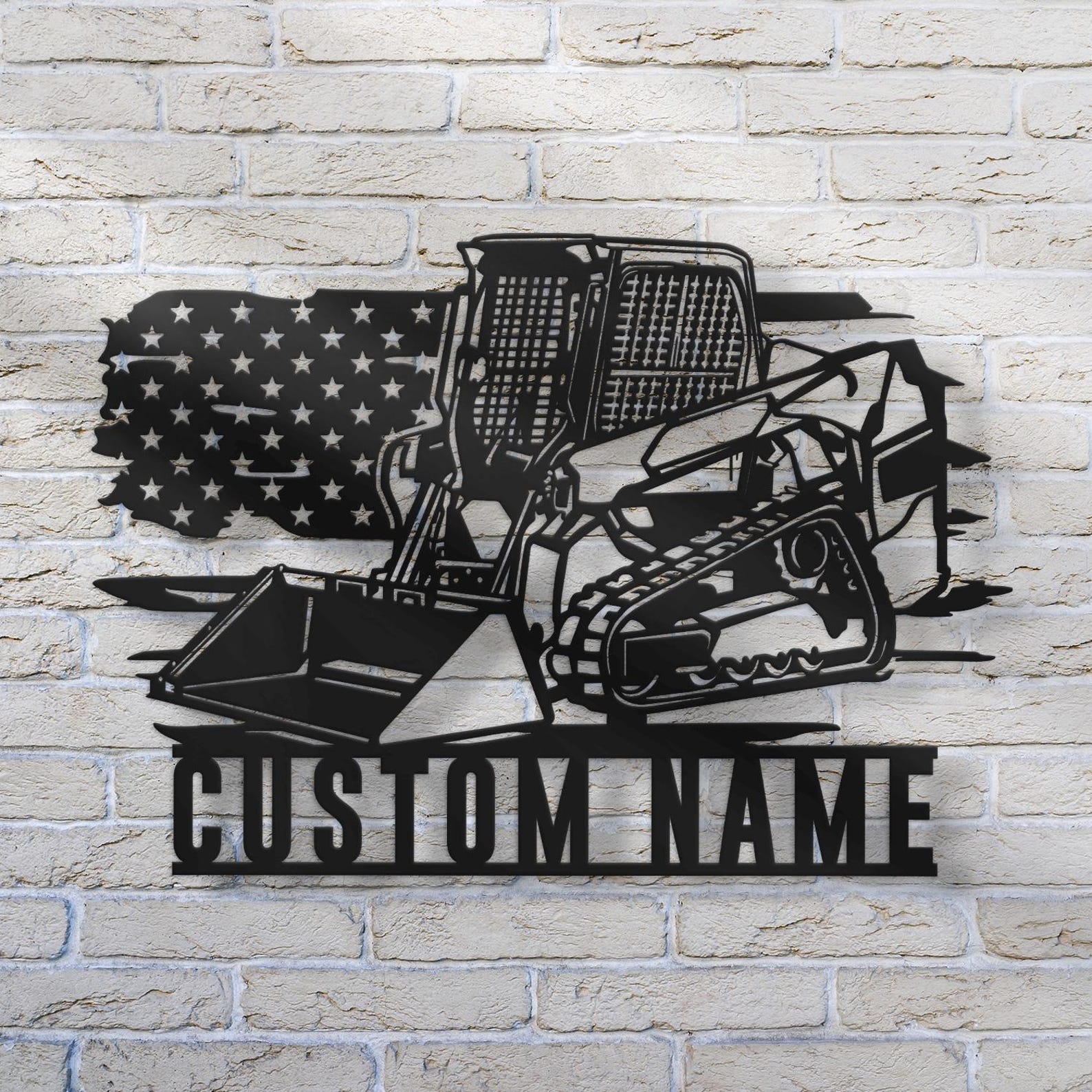 Custom US Skid Steer Driver Metal Wall Art LED Light Personalized ...