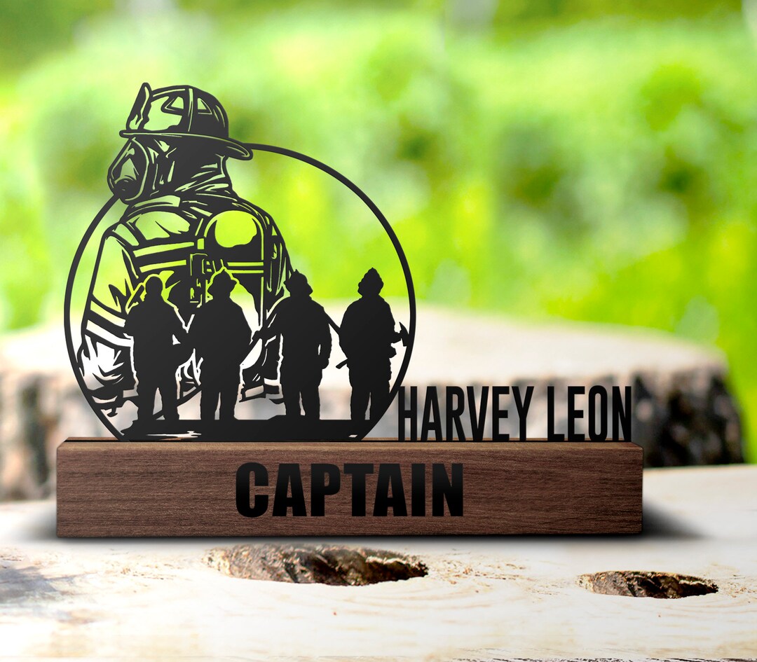 Custom Firefighter Desk Name Plate Wedge Personalized Fireman Nameplate ...