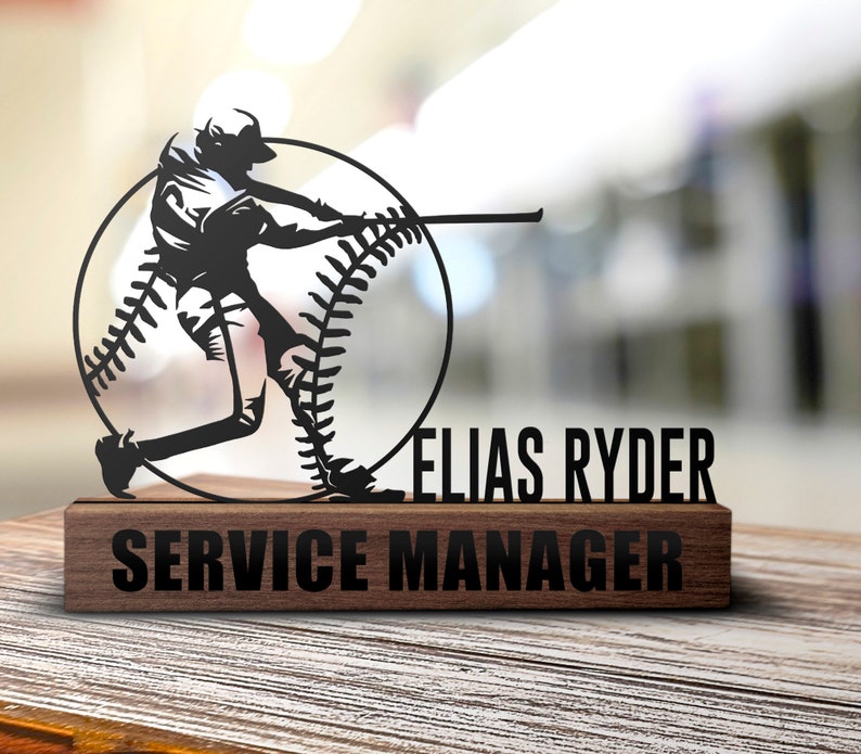 Custom Baseball Desk Name Plate Wedge Personalized Softball Player Name ...