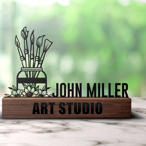 Custom Painting Artist Desk Name Plate Wedge Personalized Painter ...